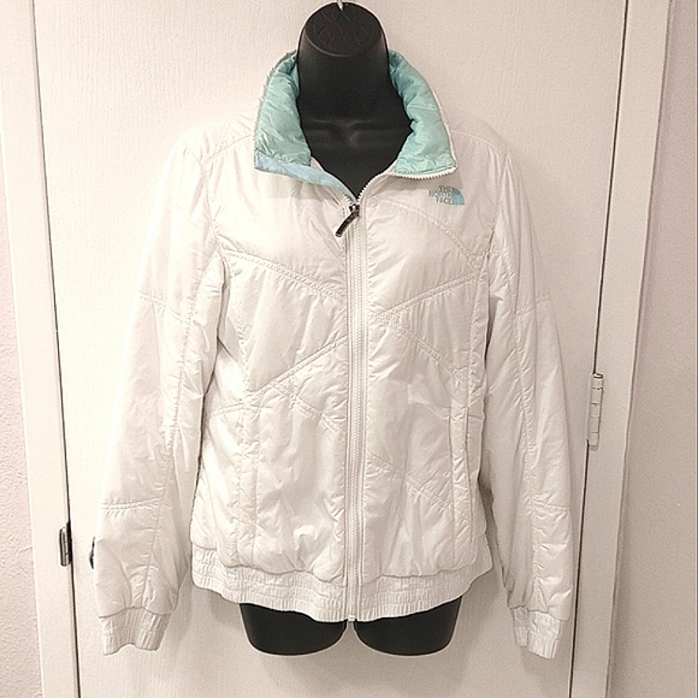 North Face Primaloft White And Mint Puffer Jacket - Gem